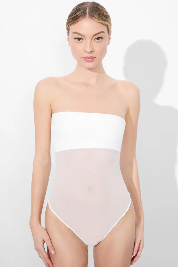 Alice + Olivia Strapless Bandeau Bodysuit - White