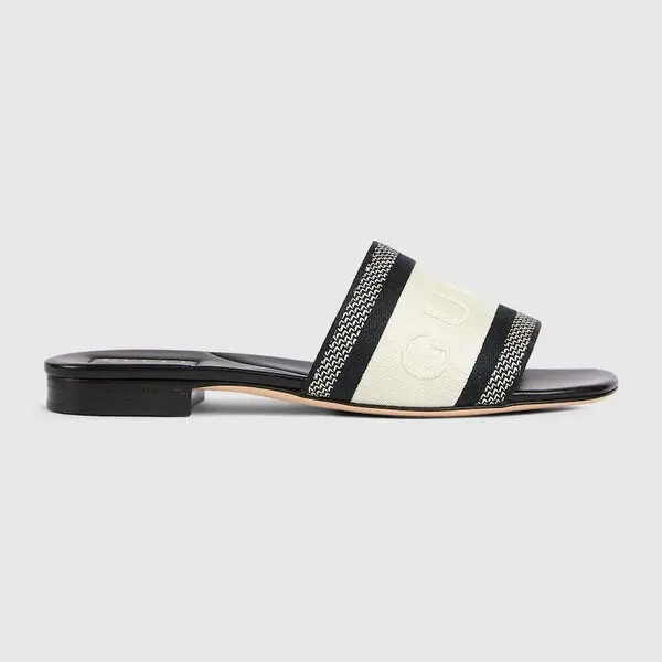 Gucci Slide Sandal With Web Fabric - Black