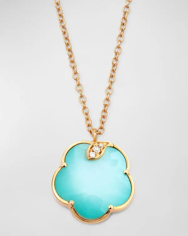 Pasquale Bruni 18k Rose Gold Pendant Necklace - Turquoise & Moonstone
