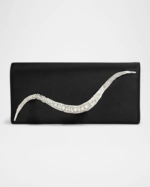 Alexis Bittar Crystal-embellished Recycled Satin Clutch - Black