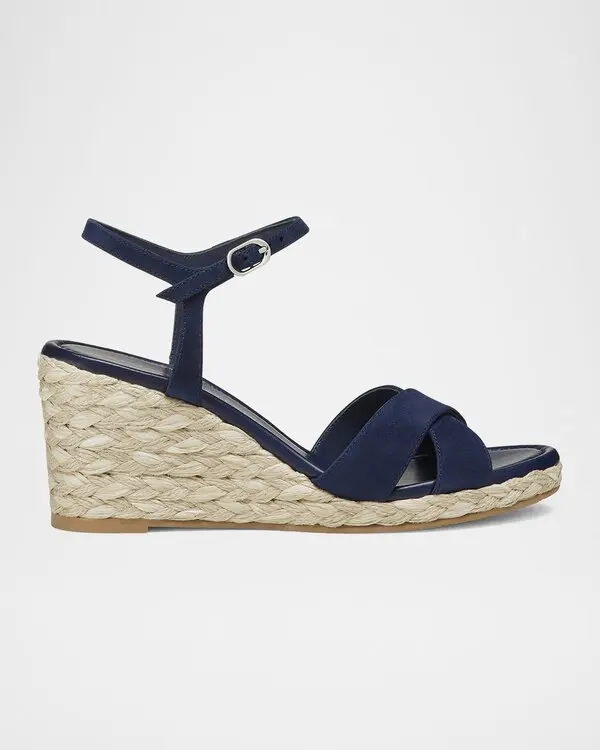 STUART WEITZMAN Dayna Espadrille Wedge Sandals - Blue/natural