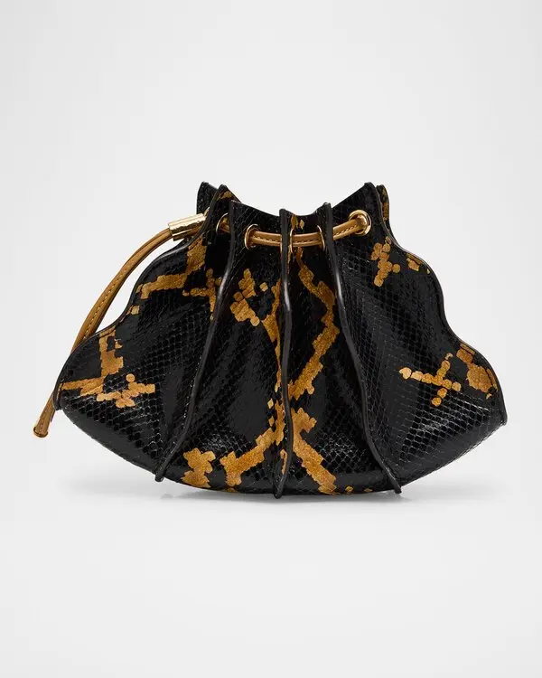 Ulla Johnson Adria Pleated Wave Snake-print Wristlet - Desert Exotic