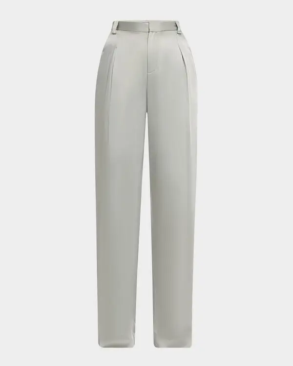 Lapointe Pleated Satin Pants - Jade
