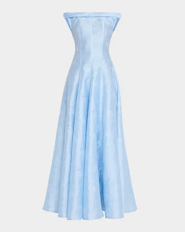 Talbot Runhof Reo Anemone Jacquard Gown