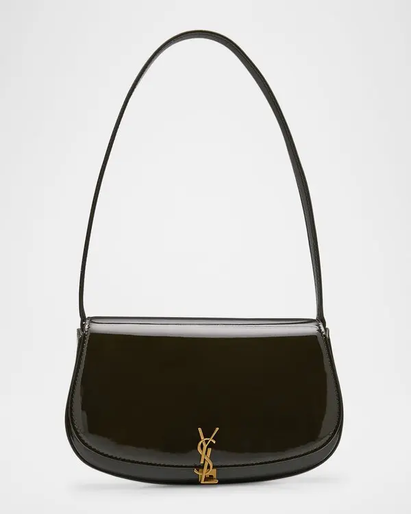 Saint Laurent Mini Flap Shoulder Bag In Patent Leather - Vineyard Green