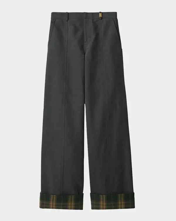 Burberry Wide-leg Trousers With Check Cuff