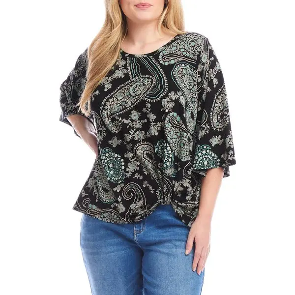 Karen Kane Print Flare Sleeve Top - Paisley