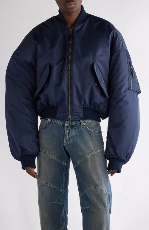 Balenciaga Round Satin Bomber Jacket