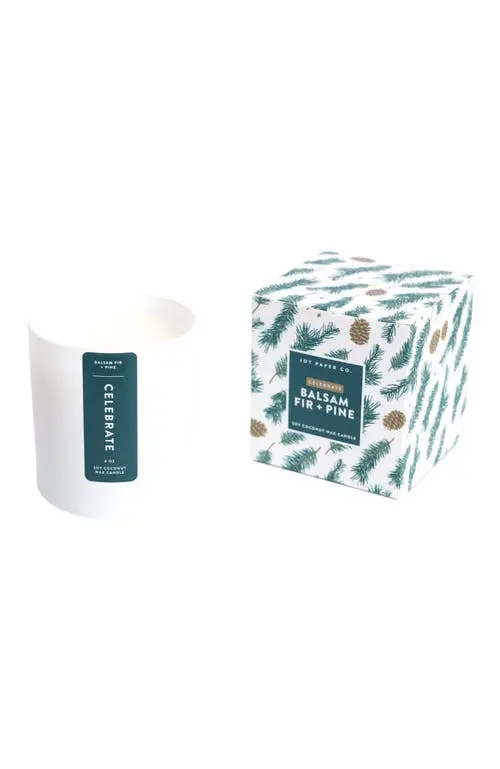 JOY PAPER CO. Celebrate Balsam Fir Pine Christmas Tree Coconut Soy Candle