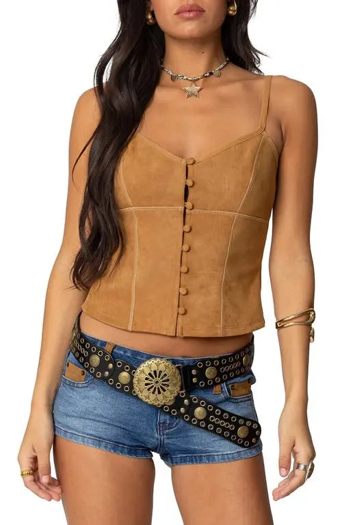 EDIKTED Tori Faux Suede Corset Top