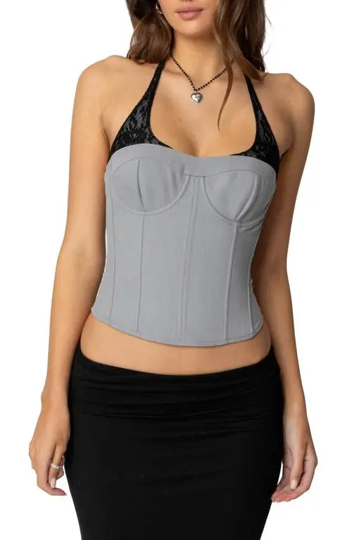 EDIKTED Jara Layered Lace Halter Corset