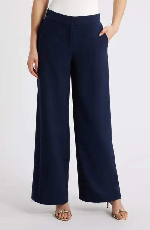 TAHARI ASL Wide Leg Trousers - Deep Navy