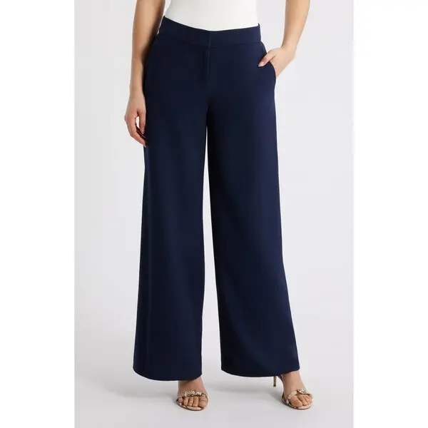 TAHARI ASL Wide Leg Pants - Deep Navy