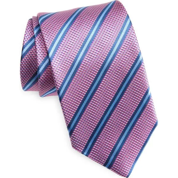 David Donahue Stripe Silk Neck Tie