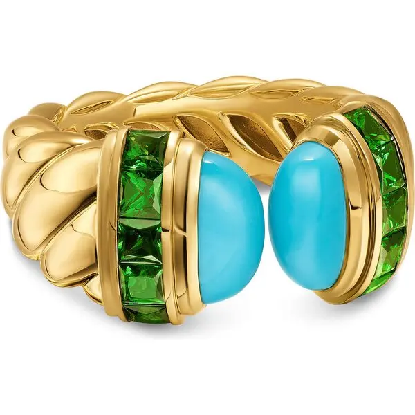 David Yurman Sculpted Cable Open Cocktail Ring - Turquoise