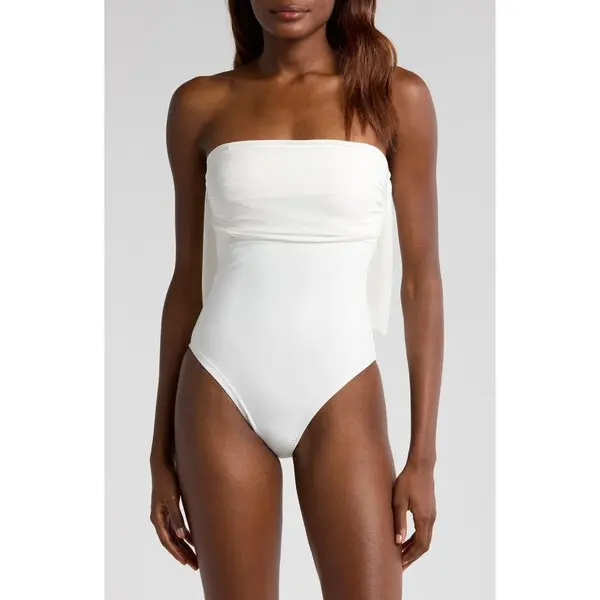HUTCH Bow Strapless One-piece Swimsuit - White