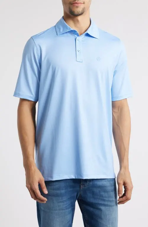 Johnston & Murphy Xc4® + Cool Degree™ Microprint Performance Golf Polo - Light Blue/white