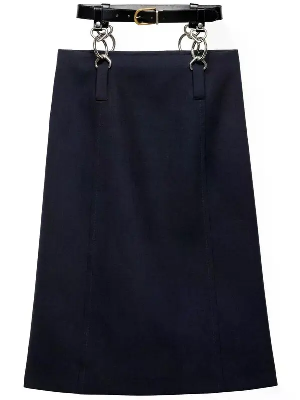 Prada Rush Stitch Belted Midi Skirt