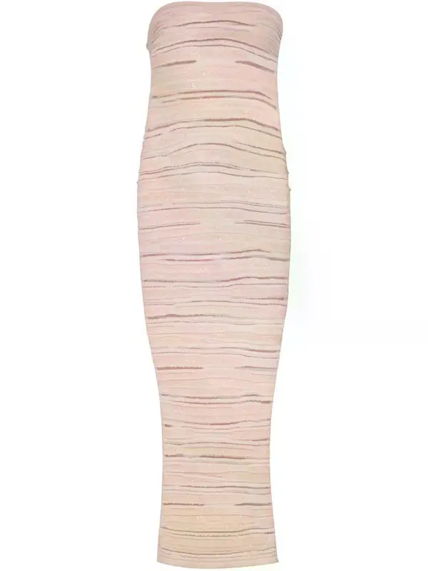 Balmain Strapless Knit Midi Dress - Neutrals