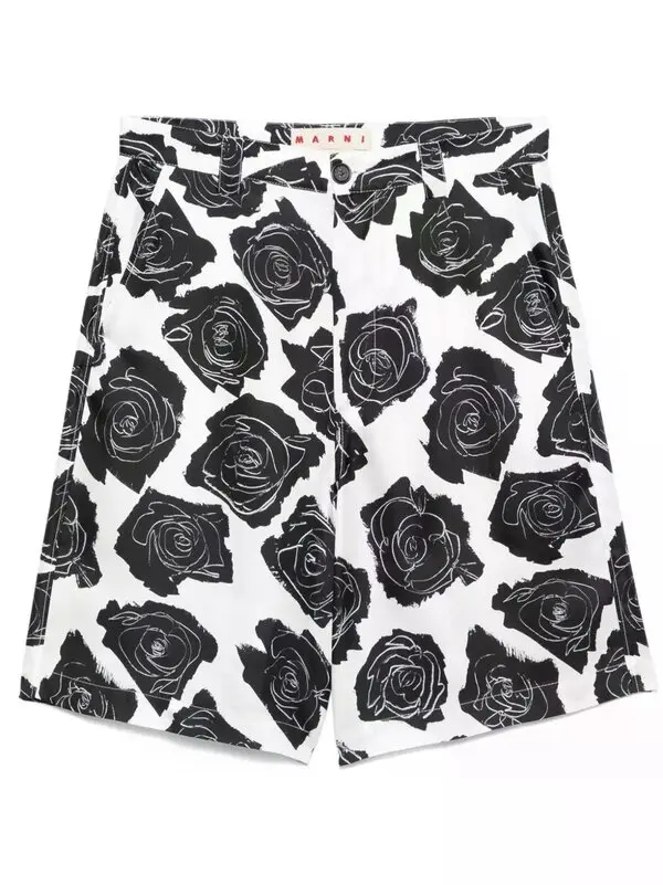 Marni Silk Floral Print Shorts