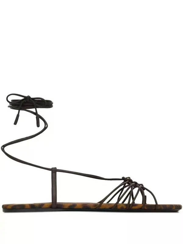 Saint Laurent Babylone Leopard Sandals - Brown
