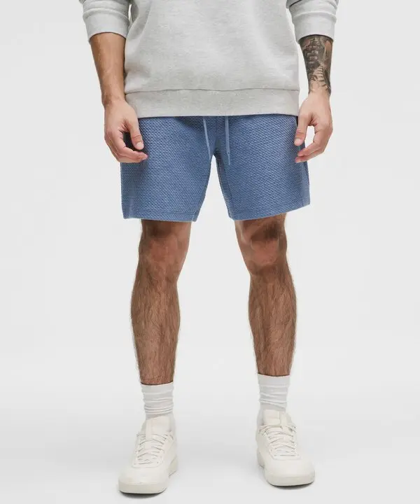 Lululemon Textured Double-knit Cotton 7" Short - Heathered Washed Denim/black
