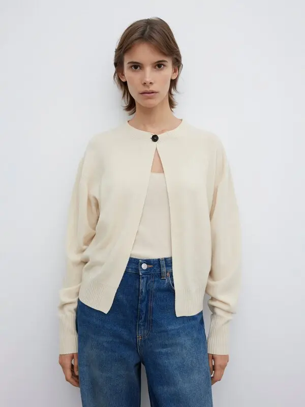 HOUSE OF DAGMAR Cashmere Blend Cardigan - Buttercream Yellow