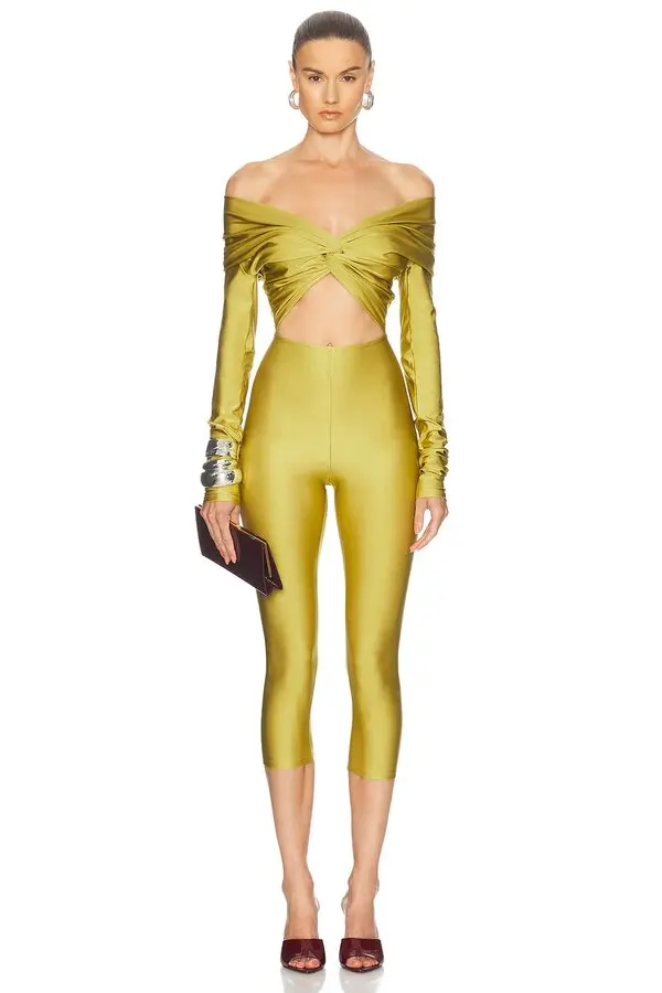 Andamane Kendall Off Shoulder Capri Jumpsuit