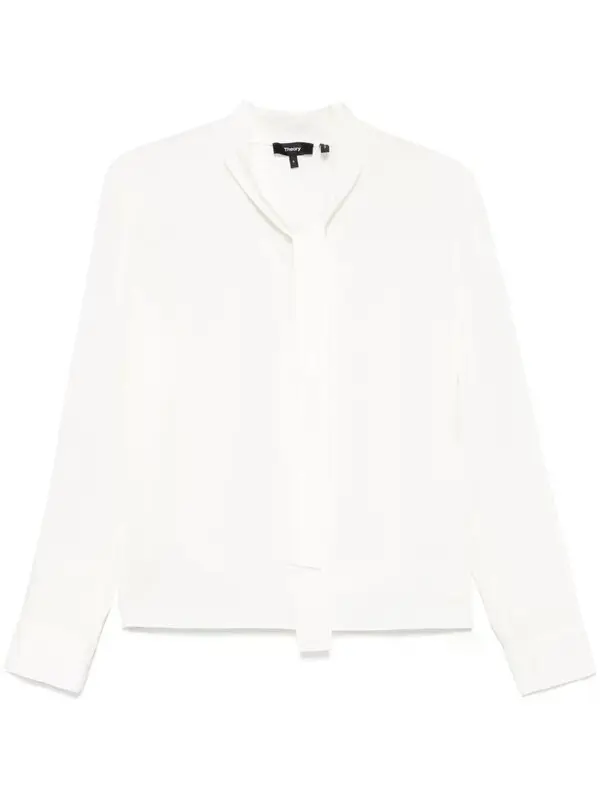 Theory Silk Tie-neck Blouse