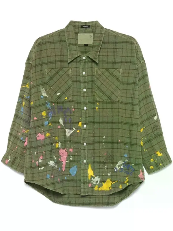 R13 Paint-splatter Plaid Shirt