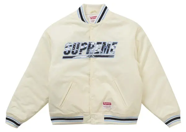 Supreme Mitchell & Ness Camo Logo Varsity Jacket