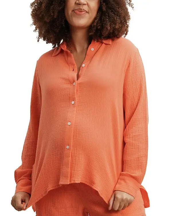 NOM MATERNITY Easy Shirt - Bright Orange