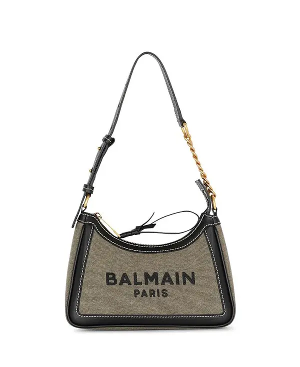 Balmain B-army Canvas Bag With Leather Inserts - Khaki