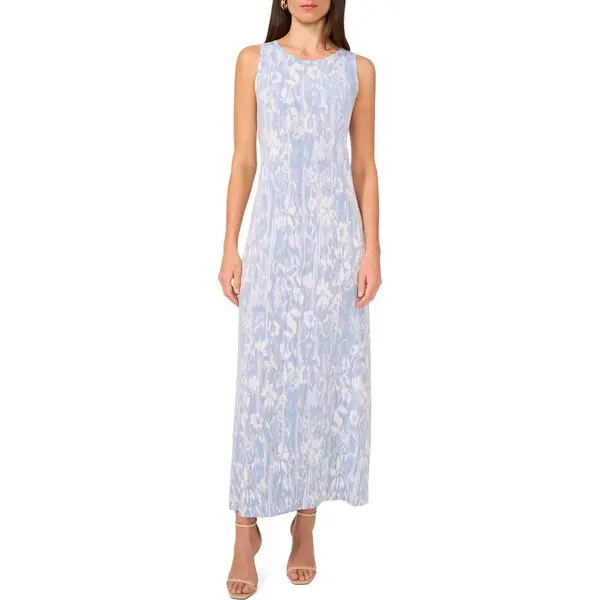 Vince Camuto Floral Print Sleeveless Maxi Dress - Lake Breeze
