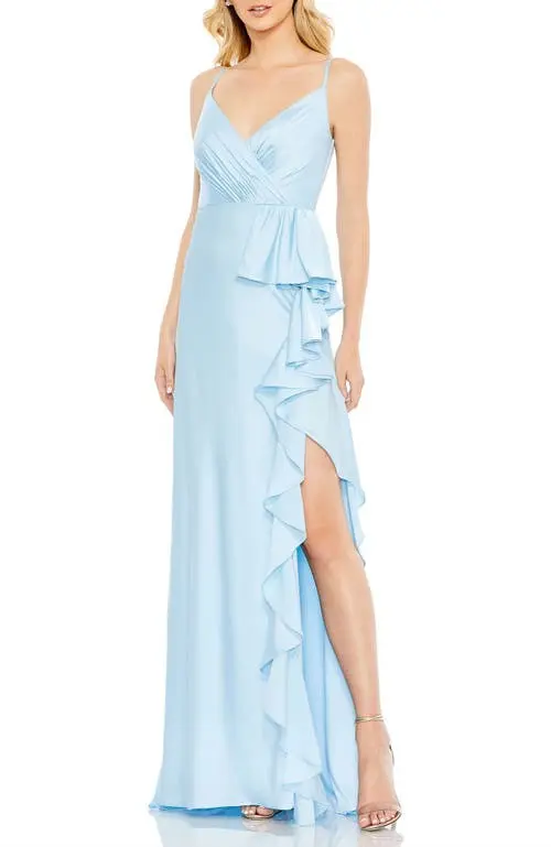 Mac Duggal V-neck Spaghetti Strap Gown