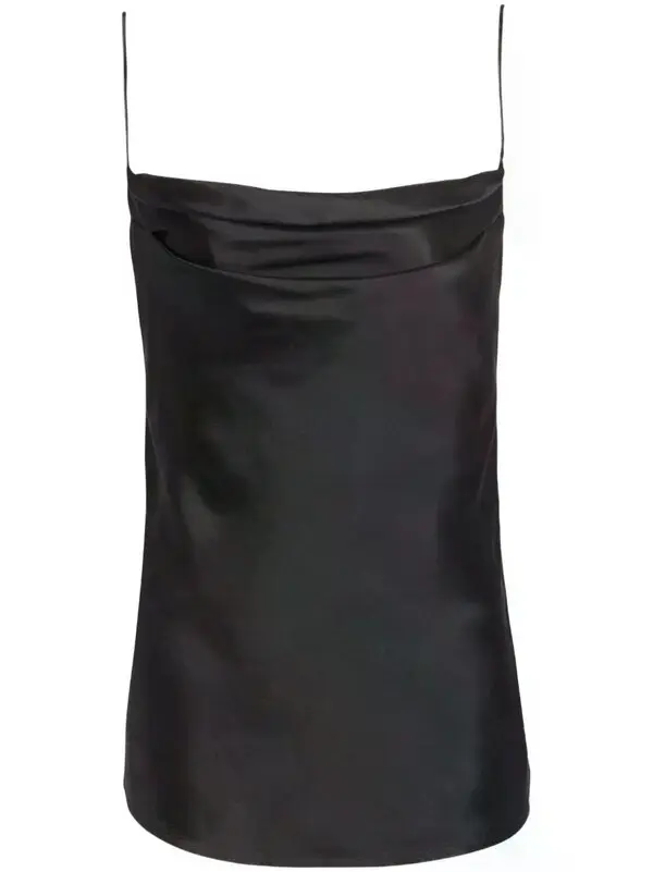 Balmain Draped Satin Top - Black
