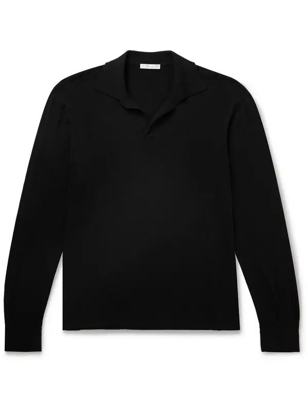 THE ROW Stafford Silk-jersey Polo Shirt - Black