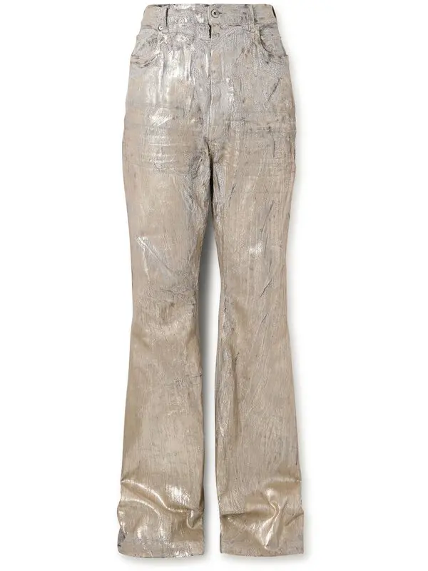 Rick Owens Slim-fit Flared Metallic Jeans