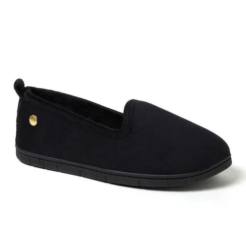 DEARFOAMS Rachel Velour Slipper - Black