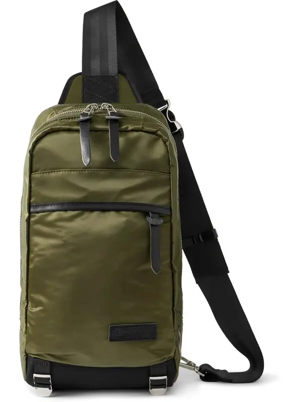 MASTER-PIECE CO Lightning Leather-trimmed Nylon Sling Backpack