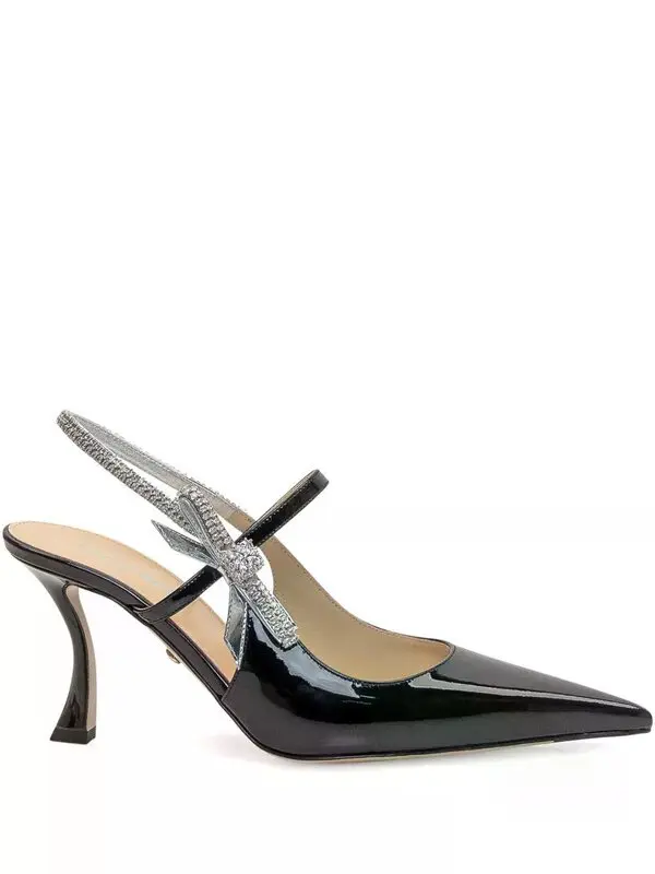 Mach & Mach Crystal Embellishment Slingback Pumps - Black