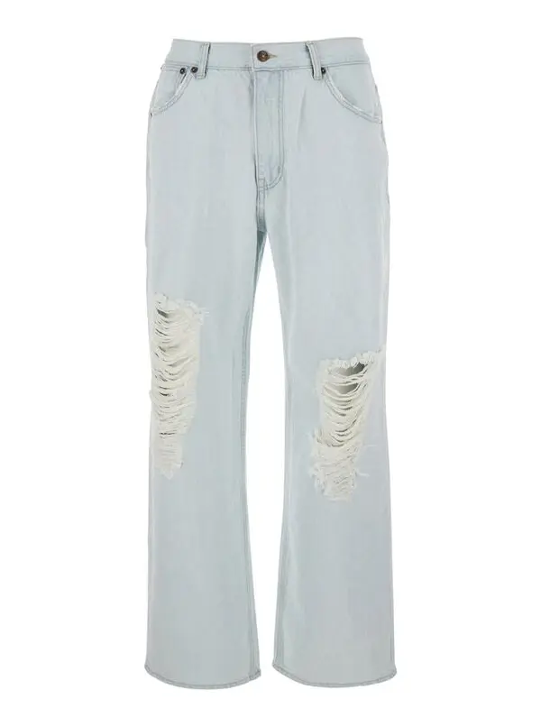 AFTER PRAY Jeans With Ripped Details And Logo Patch - Blue
