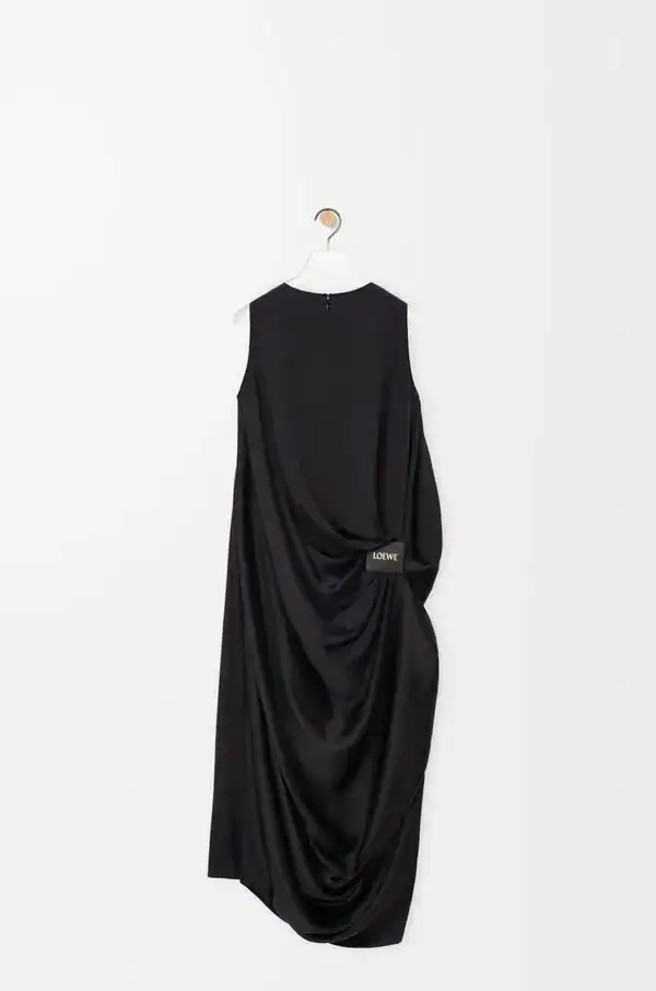 Loewe Luxury Draped Dress In Silk - Black | Editorialist