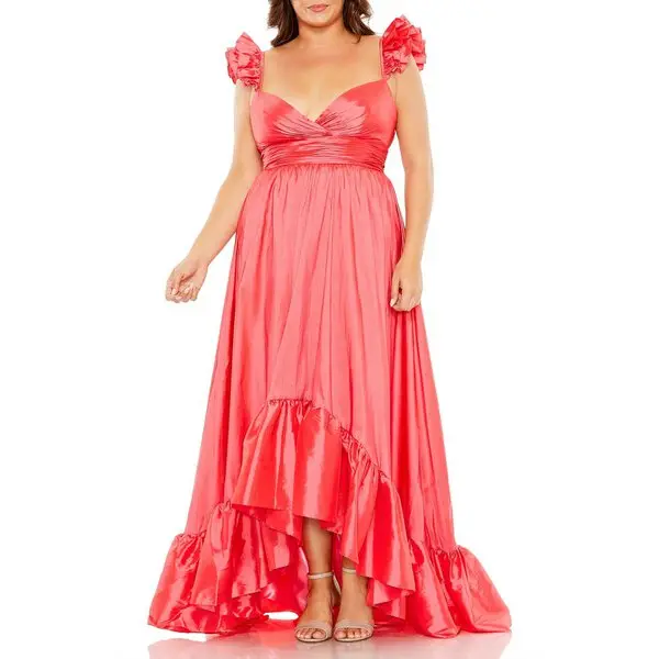 Mac Duggal Sweetheart Ruffle Strap High-low Taffeta Gown