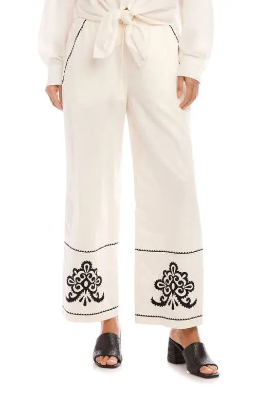 Karen Kane Embroidered Cotton Drawstring Pants