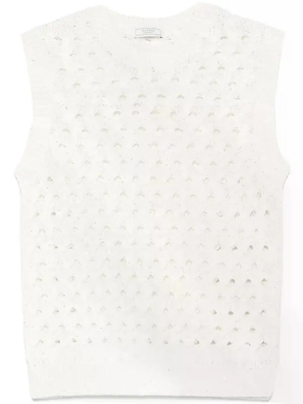 Peserico Sequined Knit Top - White