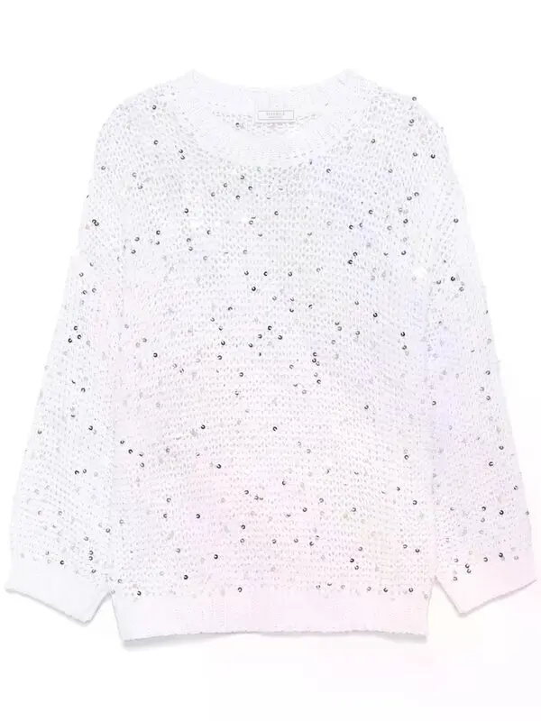 Peserico Sequinned Cotton Sweater - White