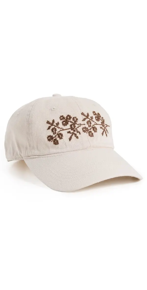 LOEFFLER RANDALL Cairo Baseball Cap - Natural Canvas W/ Brown Embroid