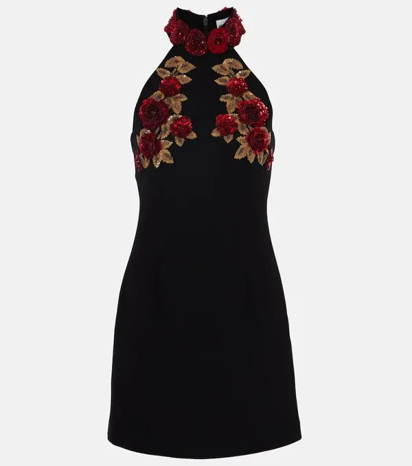Rebecca Vallance Rosetta Floral-appliqué Minidress