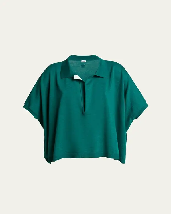 Loewe Deep V-neck Johnny Collar Wool Sweater